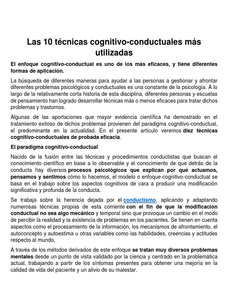 10 Técnicas Conductuales Efectivas | PDF | Terapia de conducta ...
