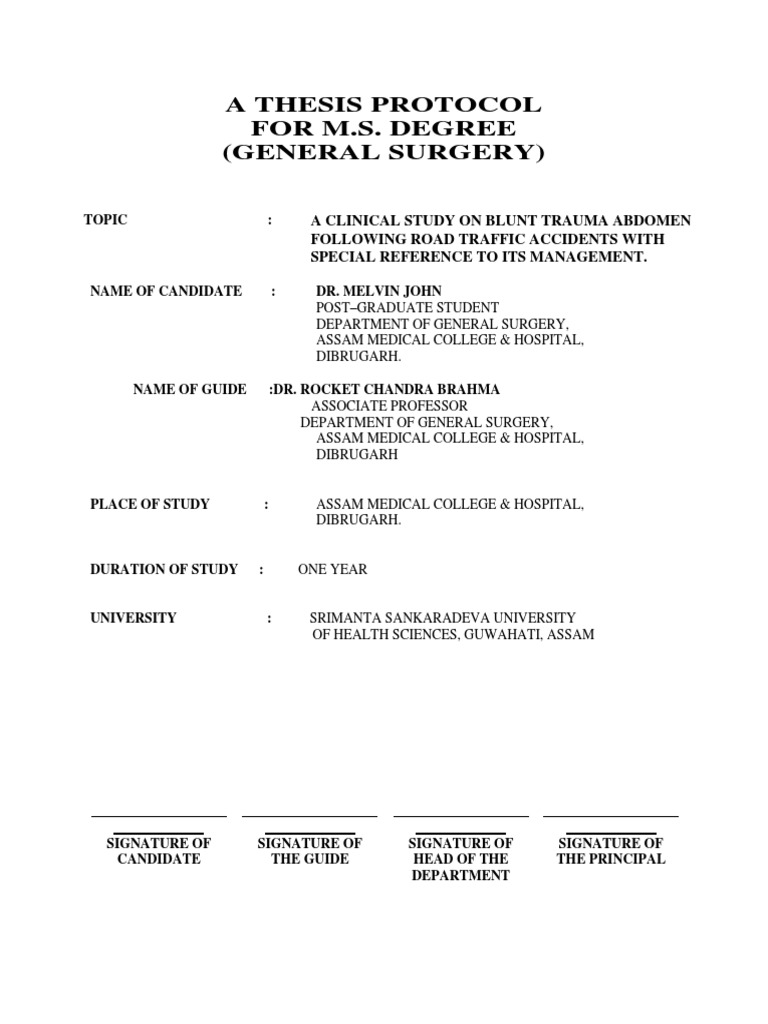 A Thesis Protocol | PDF | Traumatology | Health Sciences