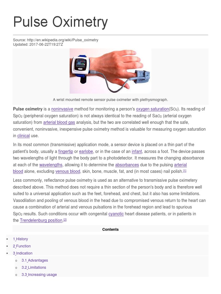 Pulse Oximetry | Download Free PDF | Medical Specialties | Physiology