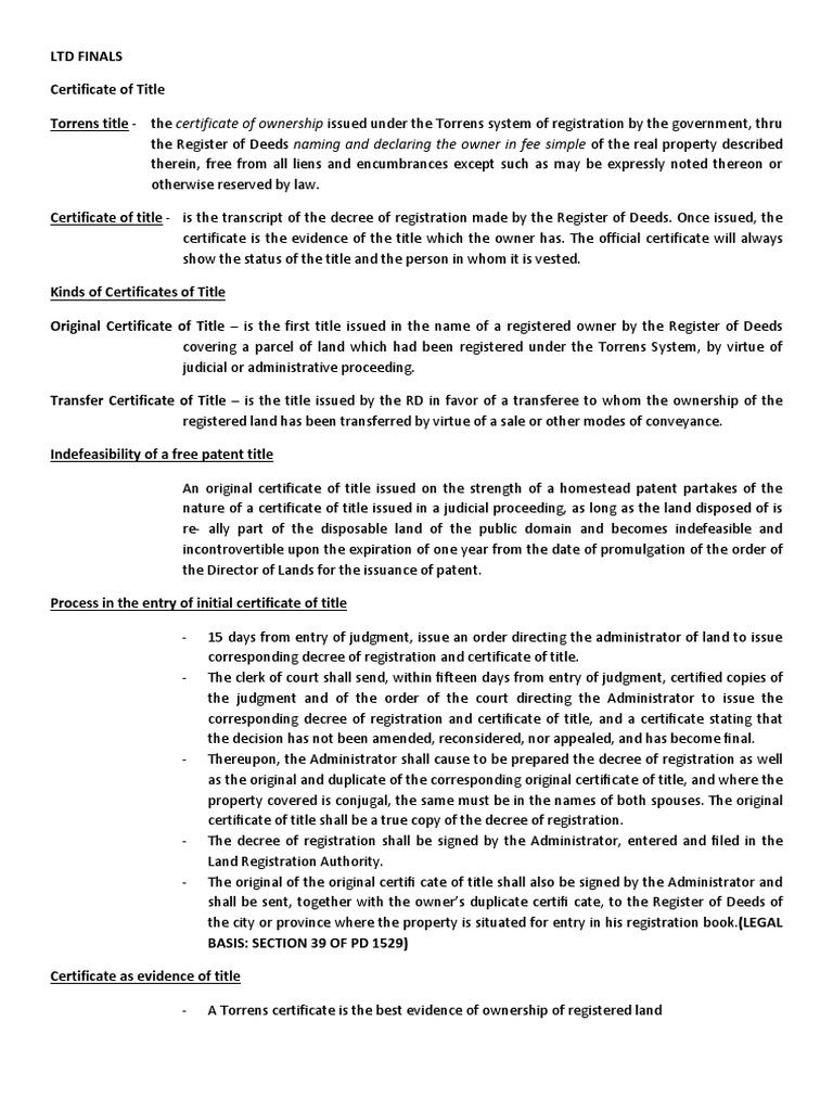 Types of Land Titles Explained | PDF | Real Property | Deed