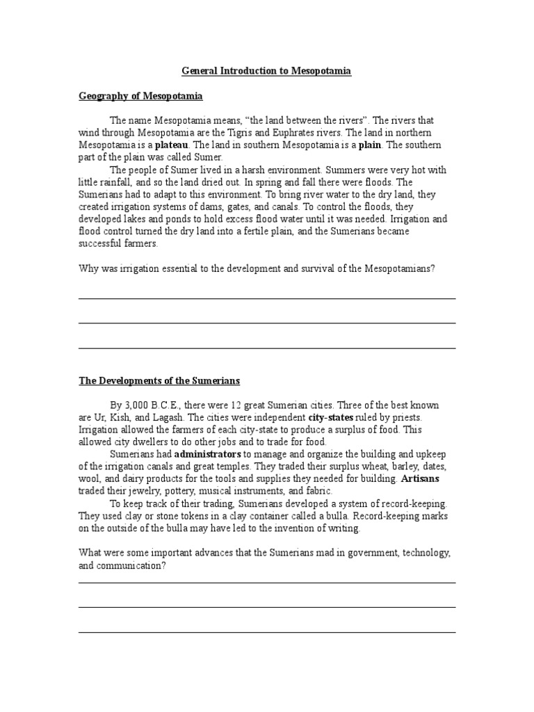 General Introduction To Mesopotamia Geography of Mesopotamia | PDF ...