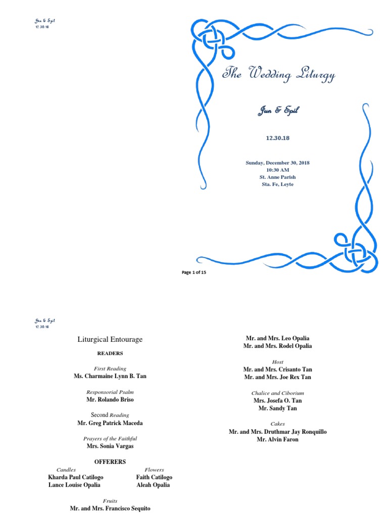 The Wedding Liturgy - Epil | PDF | Eucharist | Mass (Liturgy)