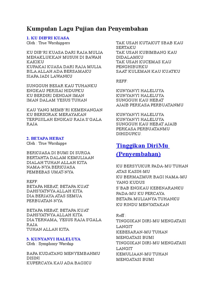 Kumpulan Lagu Pujian dan Penyembahan | PDF