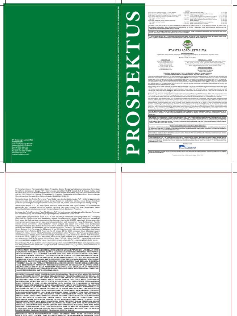Buku Prospektus Astra Agro Lestari (Indonesia) PDF | PDF