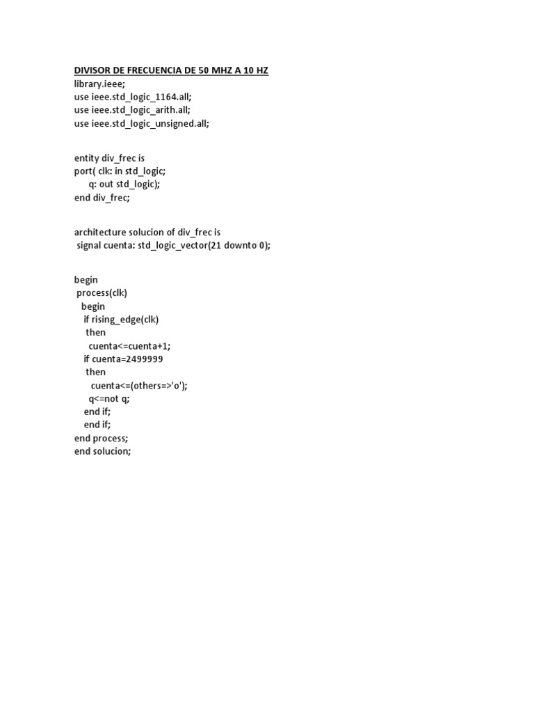 VHDL Frequency Divider Designs | PDF