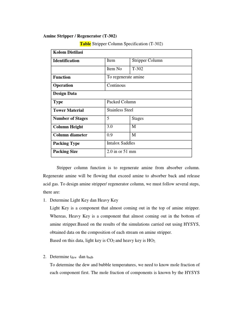 Amine Stripper Regenerator Design T-302 | PDF | Separation Processes ...