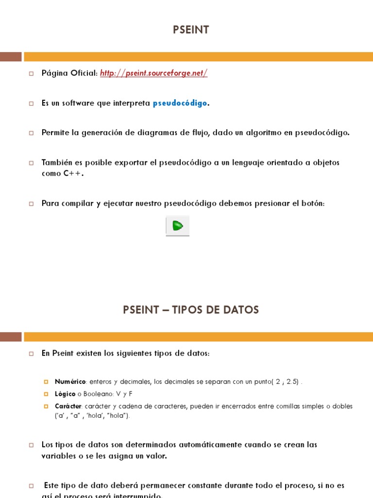 Guía Completa sobre Pseint y Pseudocódigo | PDF | Tipo de datos | Flujo ...