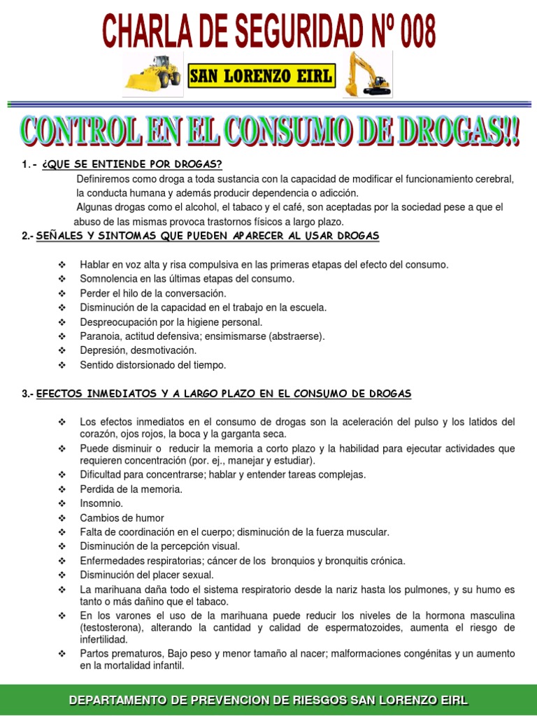 Charla de Seguridad #008 Control Consumo de Drogas | PDF | Drogas | Cannabis (Droga)