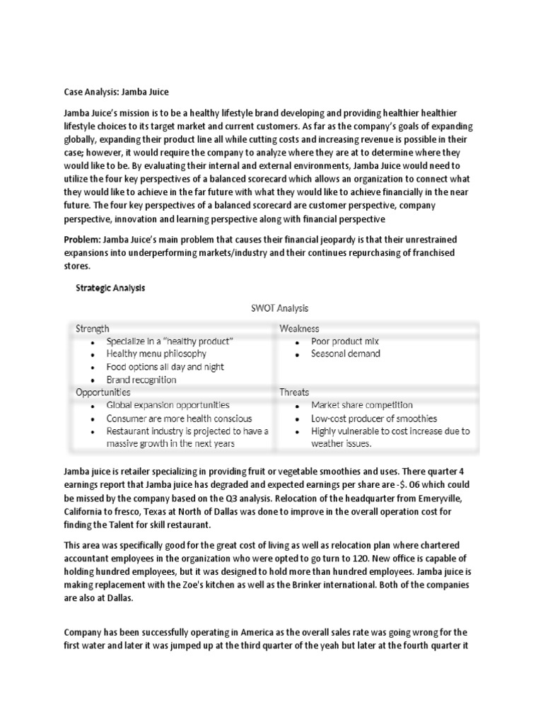 Jamba Juice Case Analysis and Insights | PDF | Retail | Marketing
