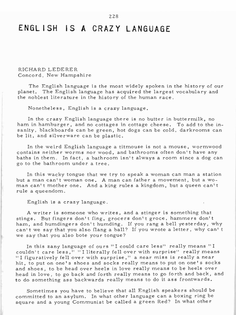 English Is A Crazy Language | Download Free PDF | English Language ...