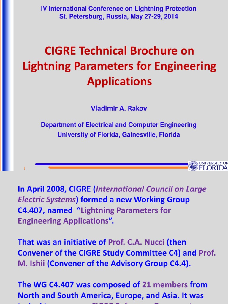 CIGRE Technical Brochure On Lightning Parameters For Engineering Applications | PDF | Lightning ...