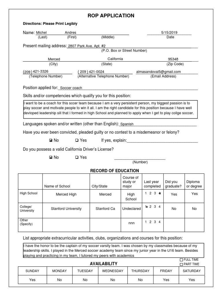 Microsoft Word - Rop Job Application With Availablity Front-For ...