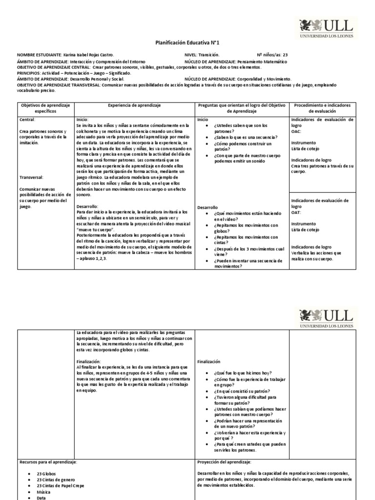 Planificación Pdf Bailes Aprendizaje