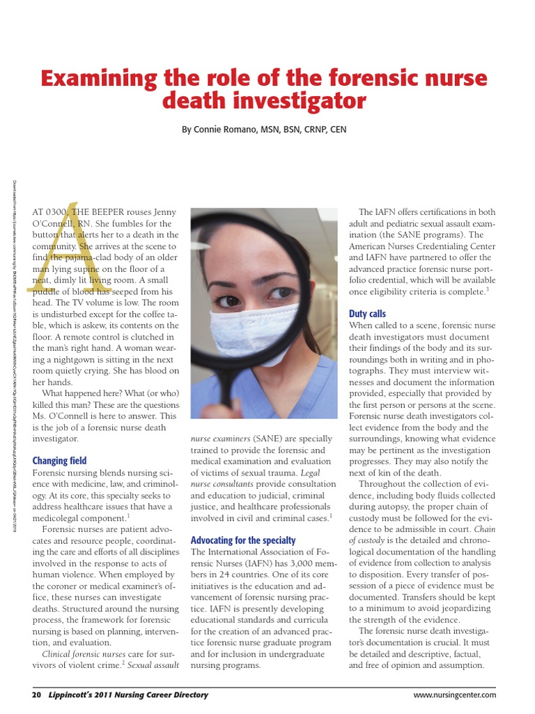 Examining The Role of The Forensic Nurse Death.6 PDF | PDF | Coroner ...