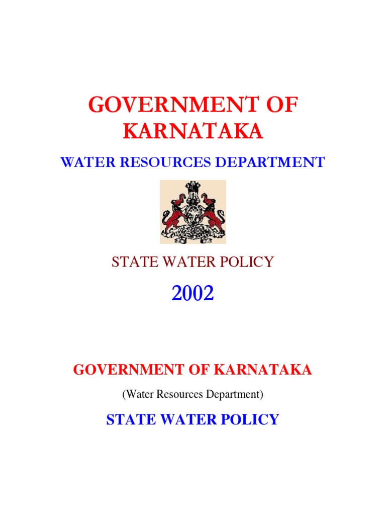 Karnataka State Water Policy | PDF | Water Resources | Groundwater