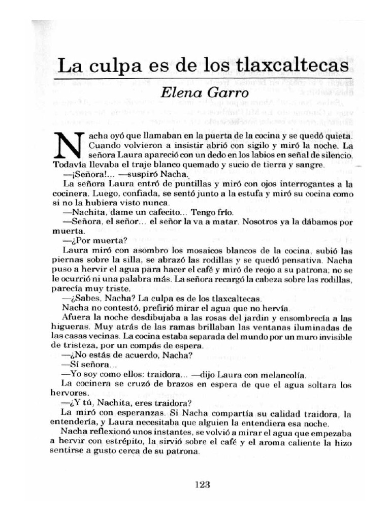 La Culpa Es de Los Tlaxcaltecas Cuento Elena Garro PDF | PDF