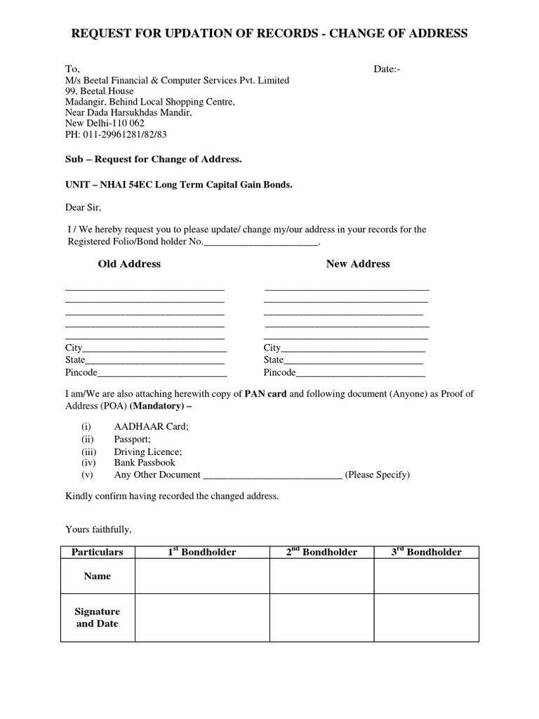 Draft Change of Address | PDF