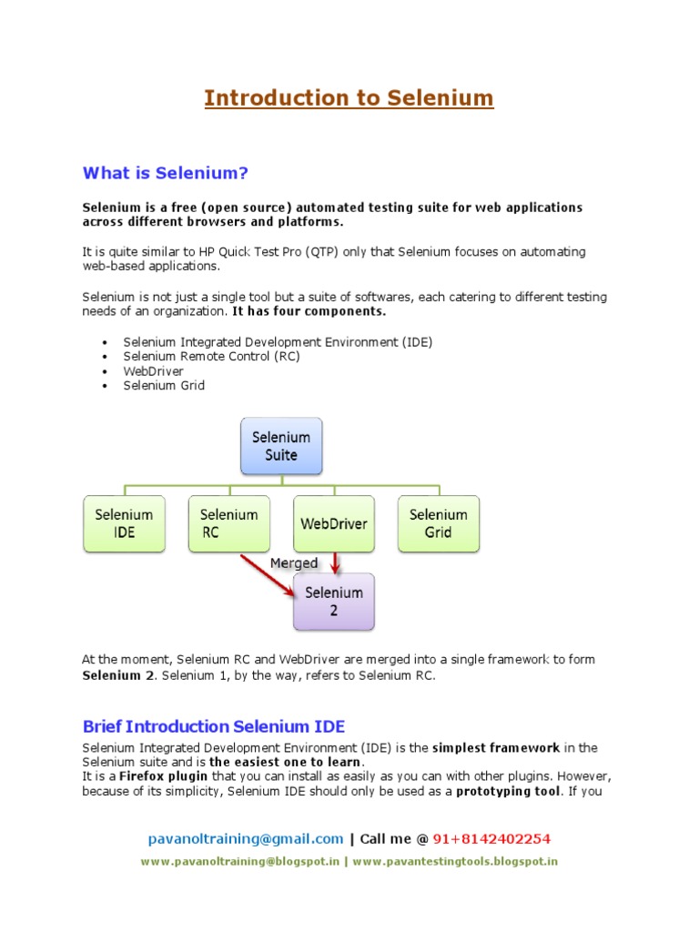 1 - Introduction To Selenium PDF | PDF | Selenium (Software) | Web Software