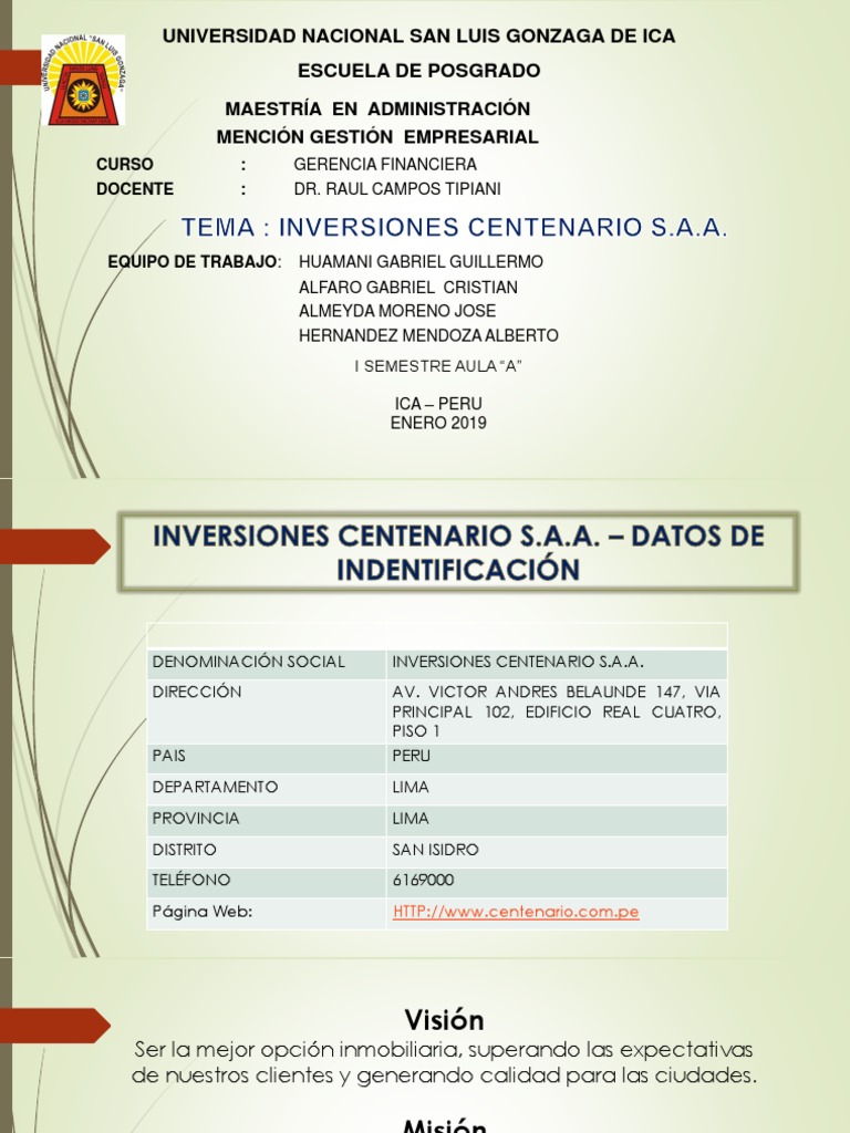 Inversiones Centenario | PDF | Perú | Business