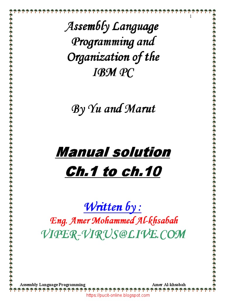 Solution Manual For Assembly Language Programming and Organization of ...