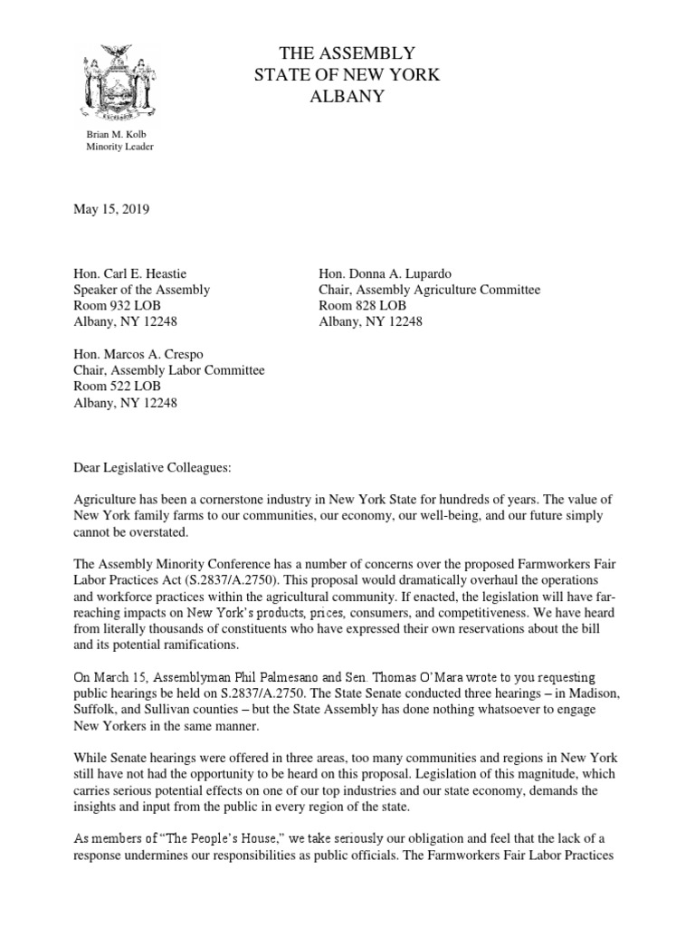 Farmworkers Bill Letter | PDF | Farmworker | Agriculture