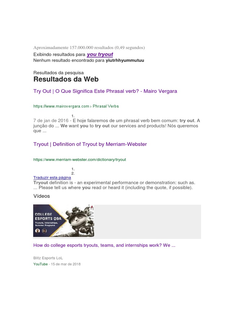 Resultados Da Web: Try Out - O Que Significa Este Phrasal Verb? - Mairo ...