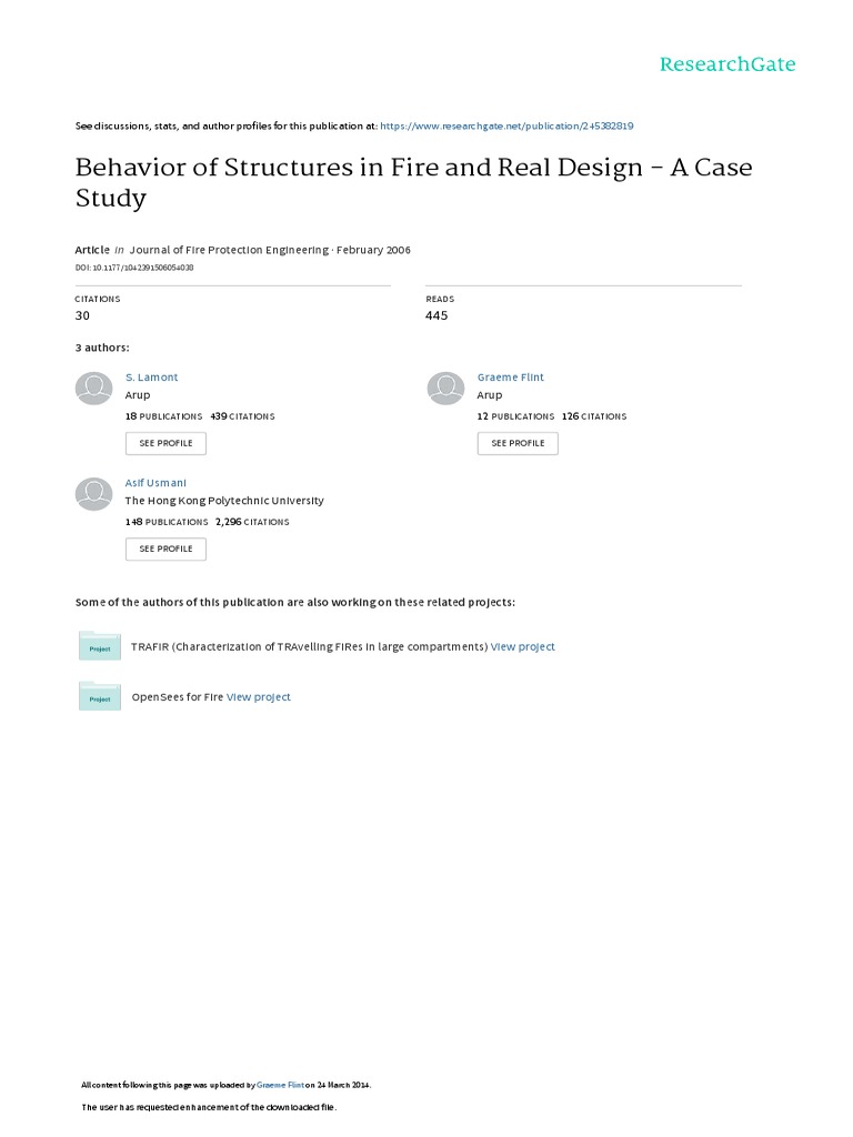 Behavior of Structures in Fire and Real Design - A Case Study | PDF ...