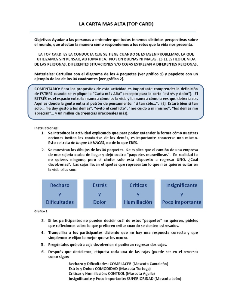 La Carta Mas Alta Top Card | PDF | Estrés (biología) | Comportamiento