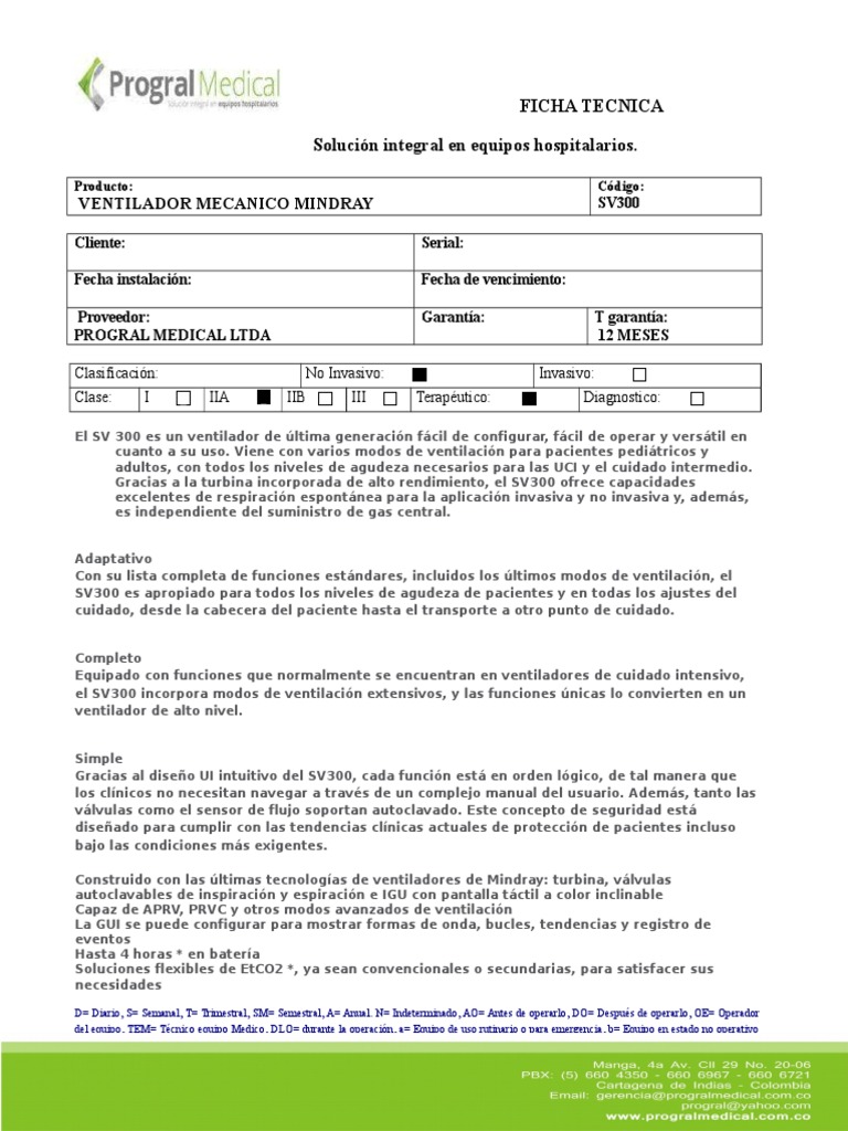 Ventilador SV 300 | PDF | Bienestar | Medicina