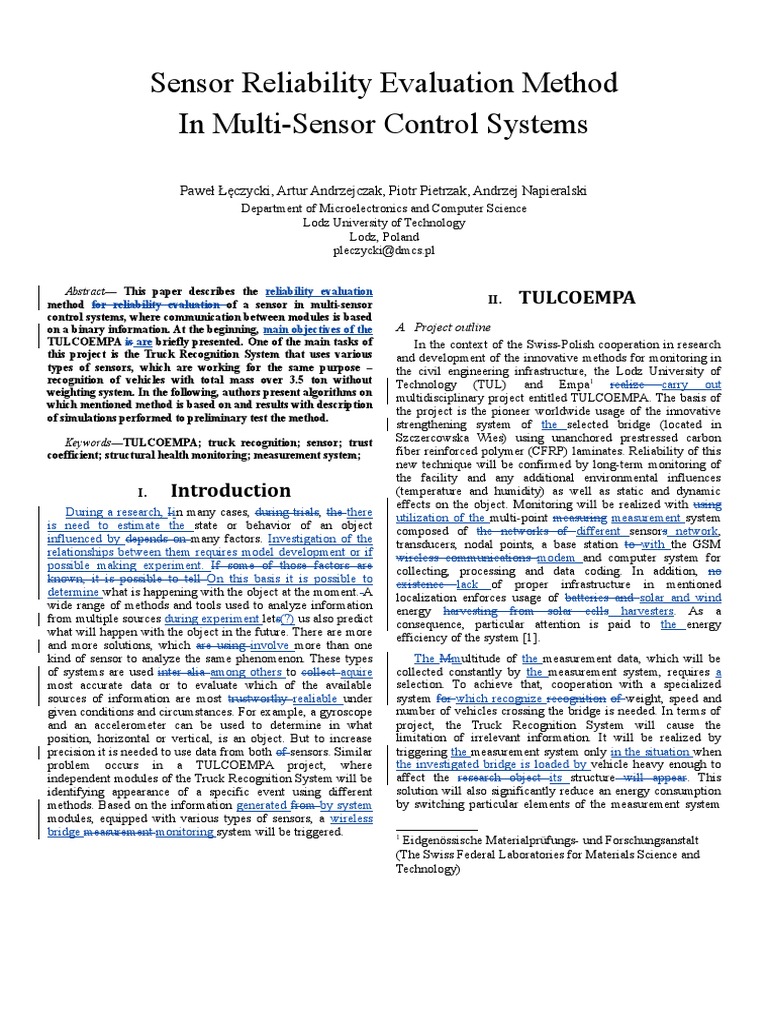 Dynamic Sensor Reliability Evaluation Method in Multi-Sensor Control ...