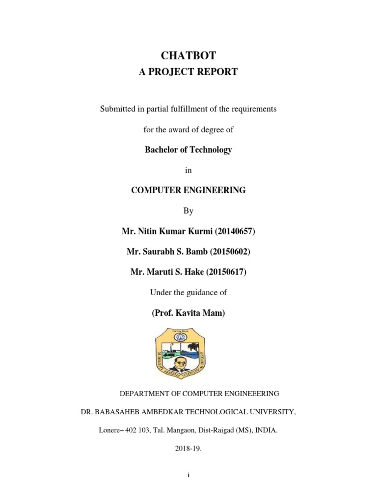 Chatbot: A Project Report | PDF | Internet Bot | Online Chat