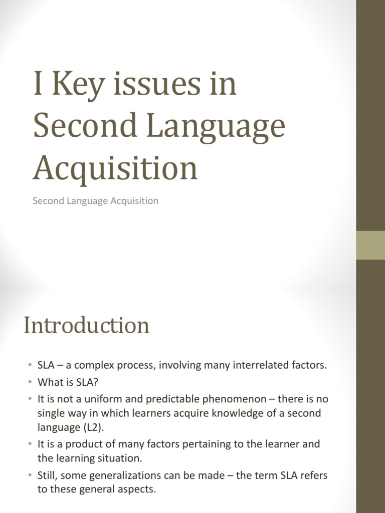 I Key Issues in Second Language Acquisition (MAJA) | PDF | Second Language Acquisition | Second ...