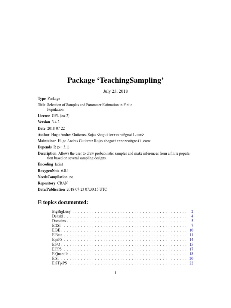Teaching Sampling | PDF | Estimation Theory | Sampling (Statistics)