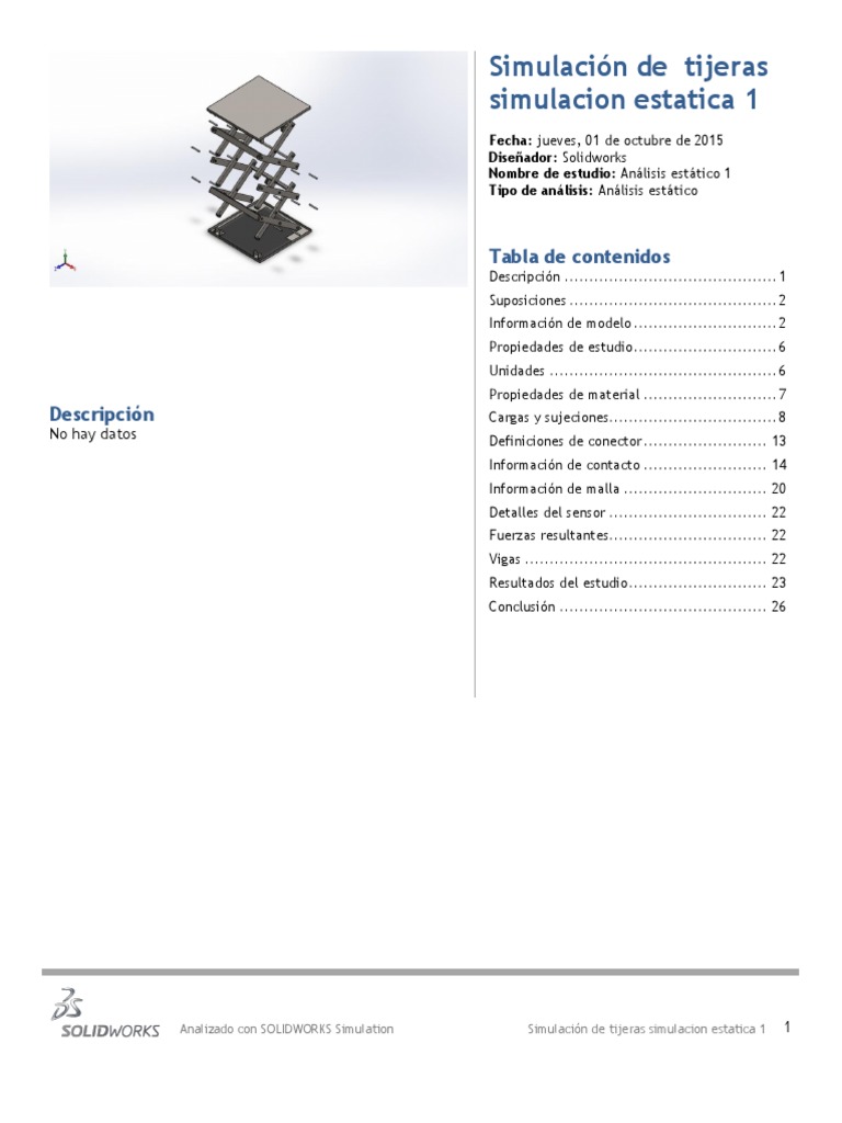 Tijeras Simulacion Estatica 1-Análisis Estático 1-1 | PDF | Fricción ...
