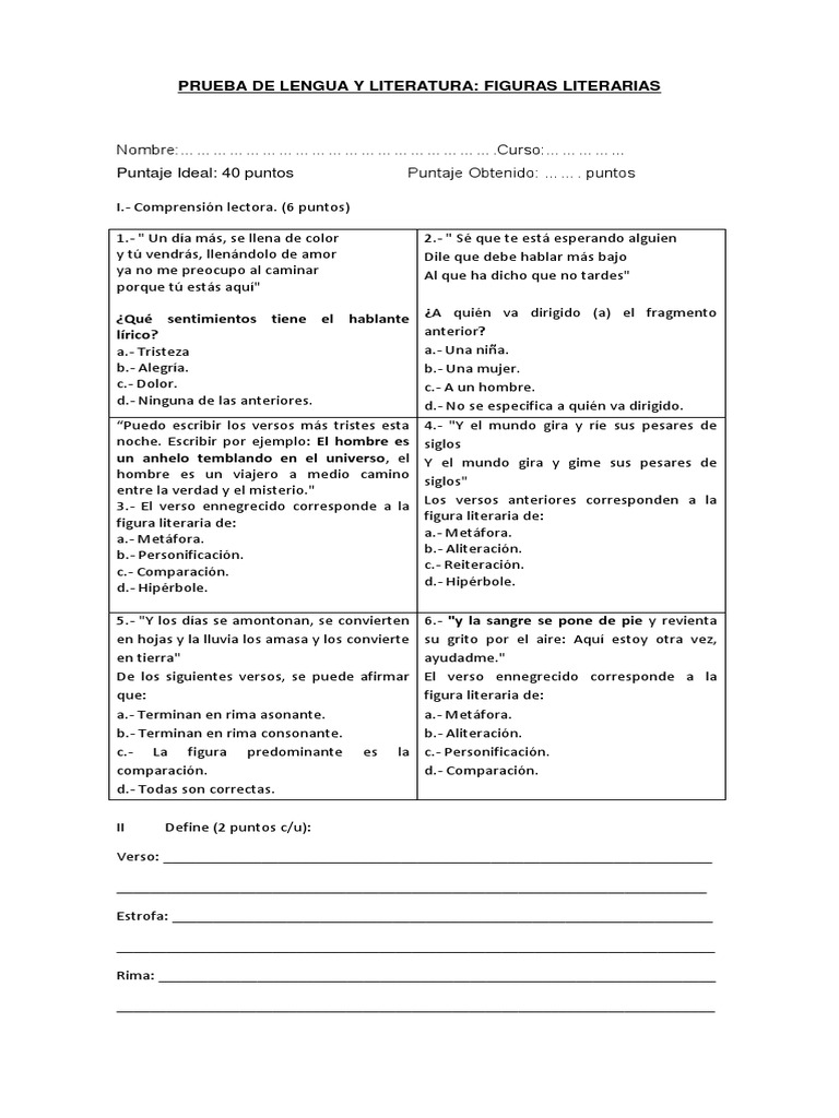 Figuras Literarias Prueba | PDF | Poesía