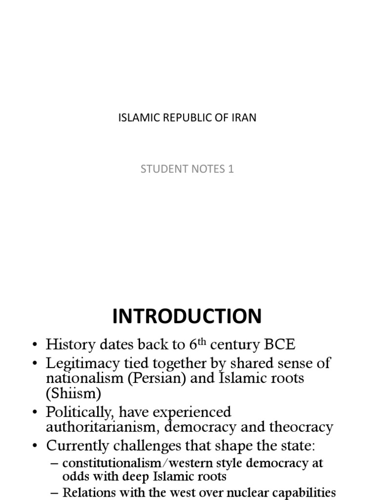 Islamic Republic of Iran: Student Notes 1 | PDF | Iranian Revolution ...