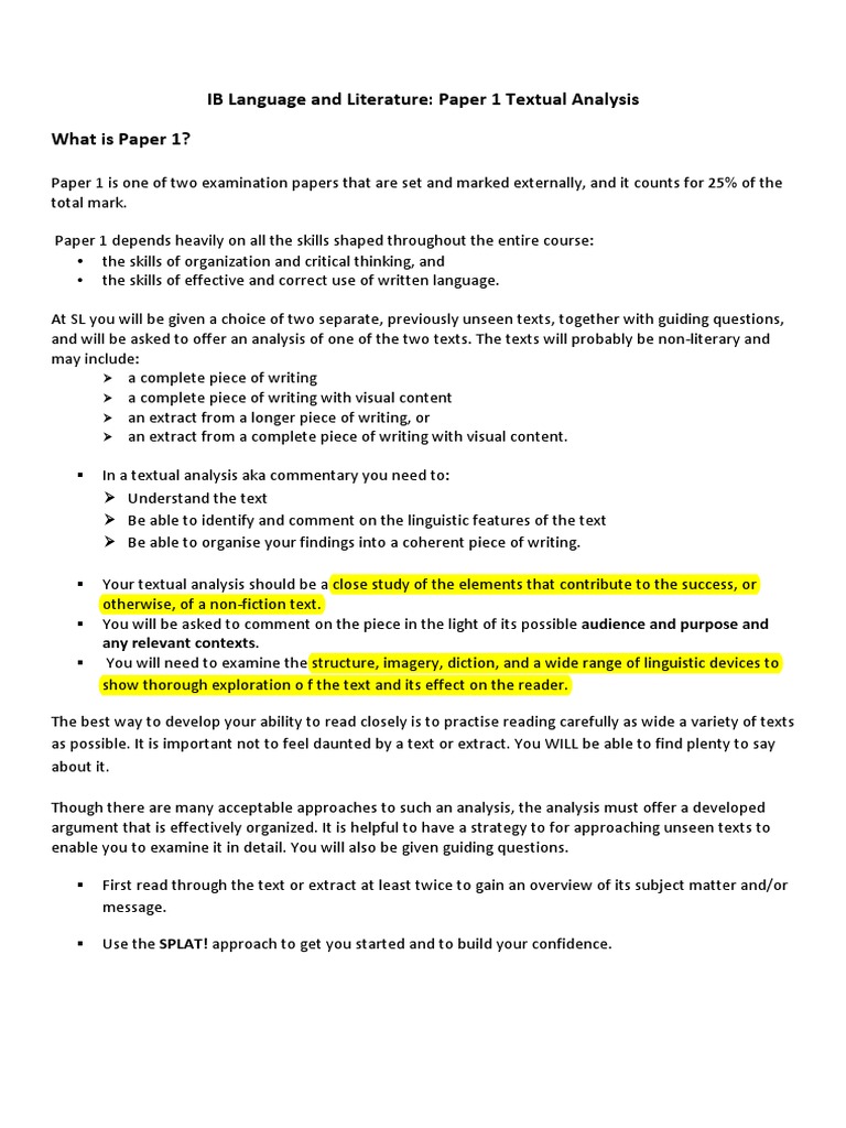 IB Language and Literature Paper 1 Guide | PDF | Burkina Faso | Subject ...