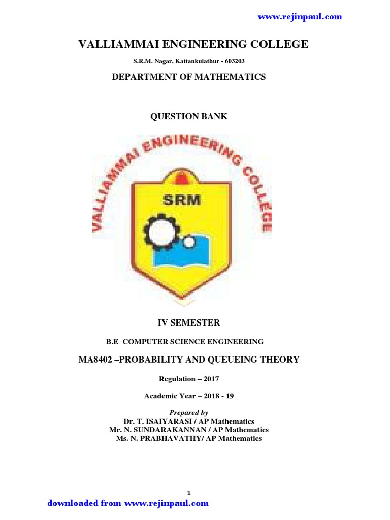 MA8402-Probability and Queueing Theory | PDF | Stochastic Process | Markov Chain