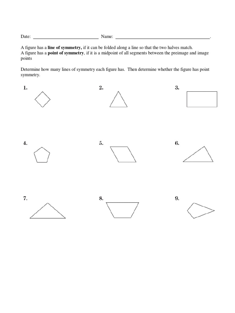 Rotational Symmetry and Reflection Worksheet | PDF | Shape | Symmetry
