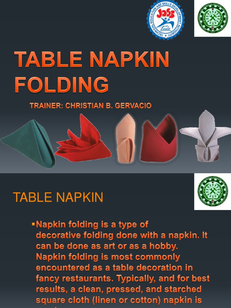 Table Napkin Folding | PDF | Cooking, Food & Wine | Home & Garden