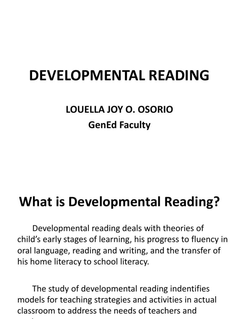 Developmental Reading | PDF | Literacy | Learning To Read