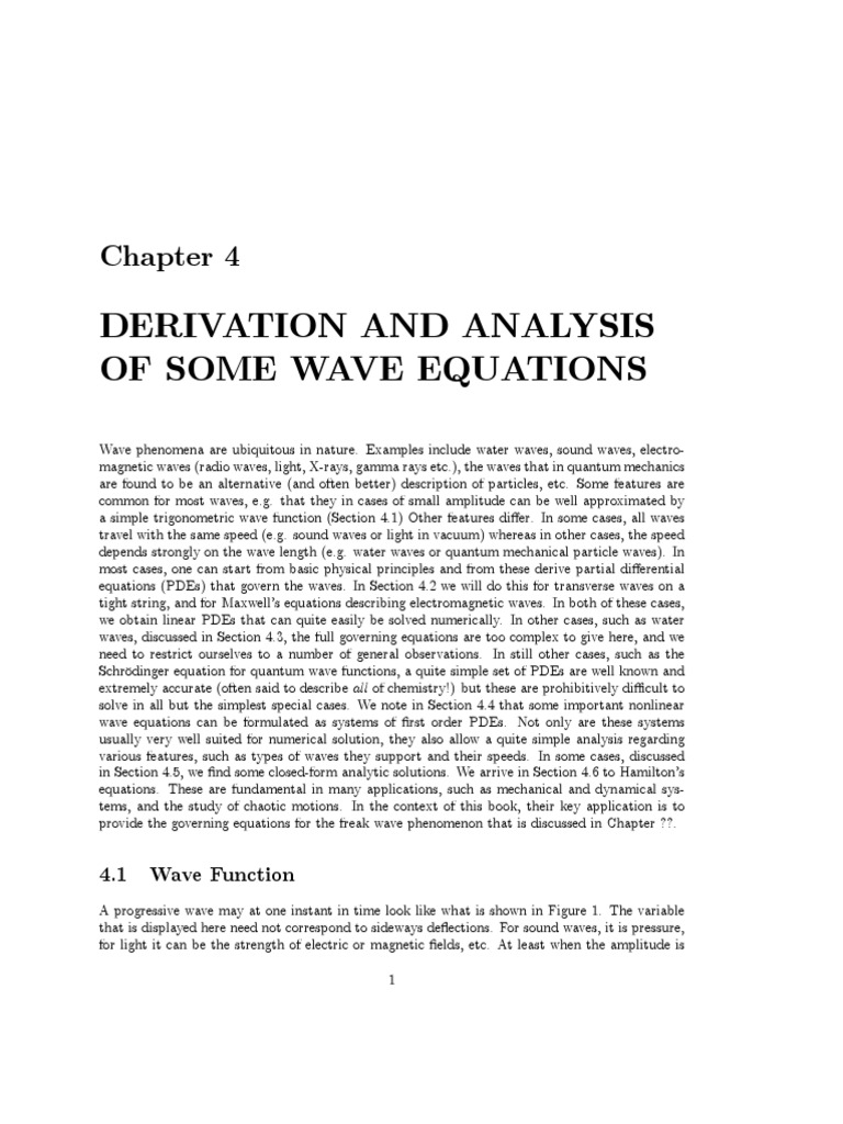 Derivation and Analysis of Some Wave Equations | PDF | Waves | Partial ...