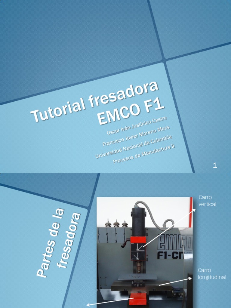 Tutorial Fresadora EMCO F1 PDF | PDF | Control numerico | Herramientas