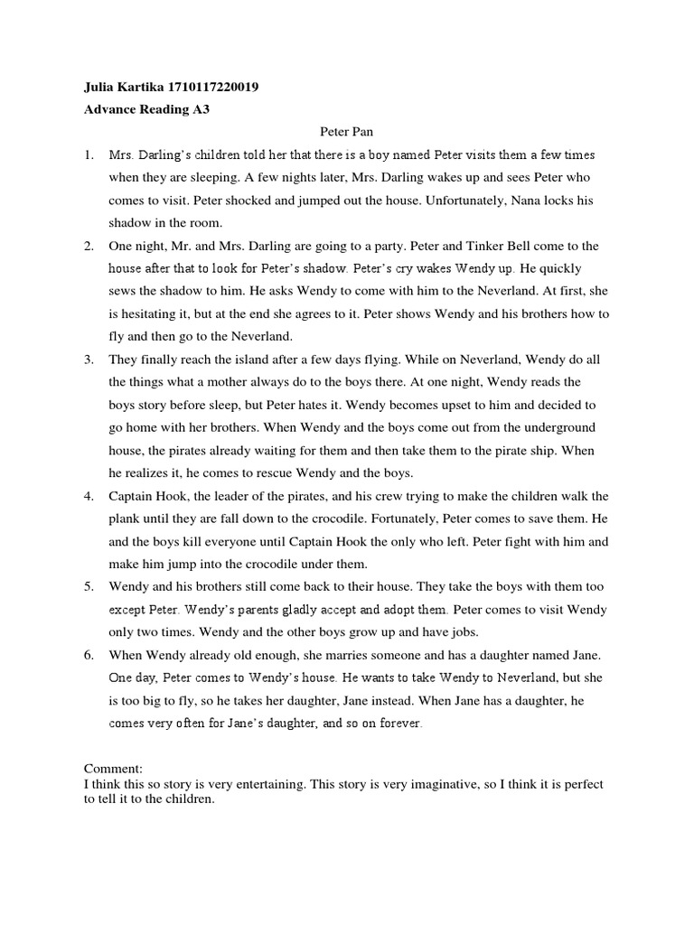 Peter Pan summary | PDF