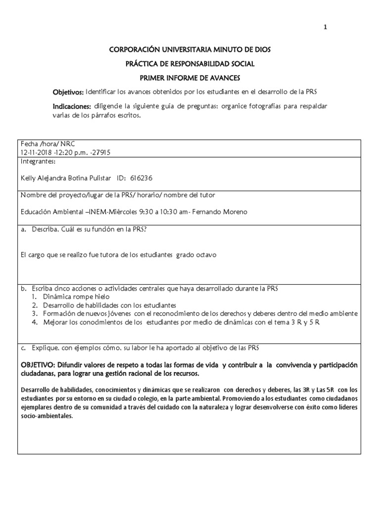 Guía para Hacer Informe Preliminar | PDF | Aprendizaje | Sicología