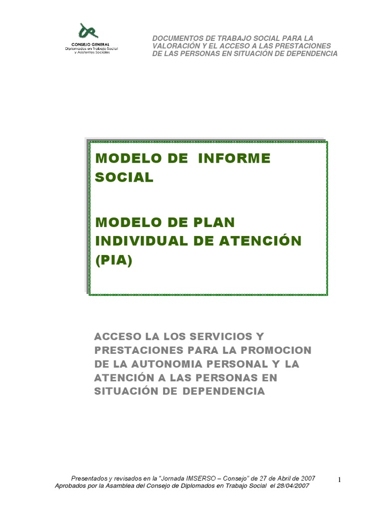 Modelo de Informe Social Pia 2007 PDF | PDF | Trabajo Social | Invalidez