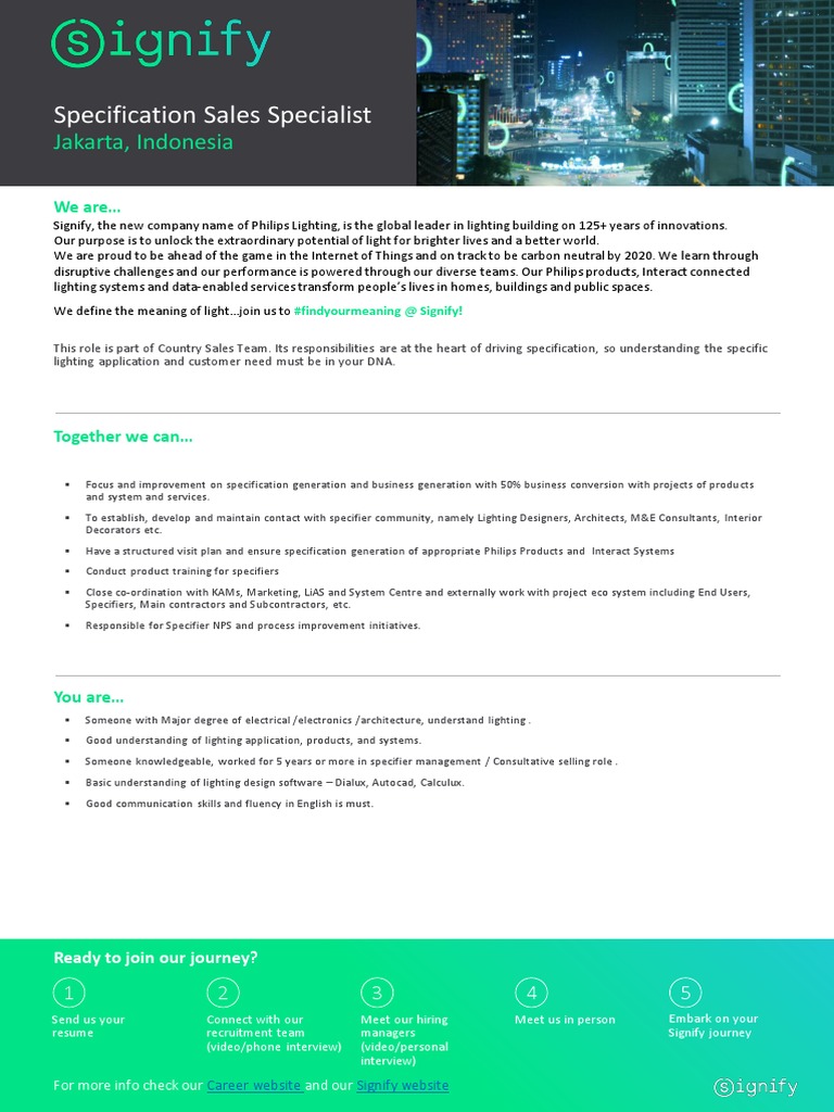 Specification Sales Specialist: Jakarta, Indonesia | Download Free PDF ...