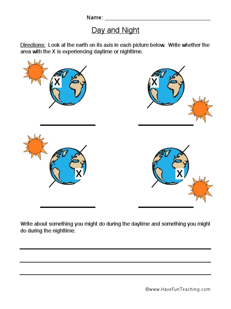 What Causes Day And Night Worksheet