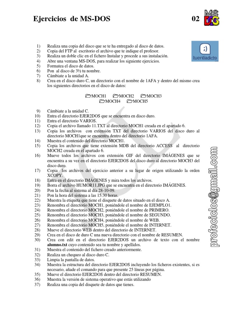 Ejercicios de Msdos-02 | PDF | Directorio (Computación) | Archivo de ...