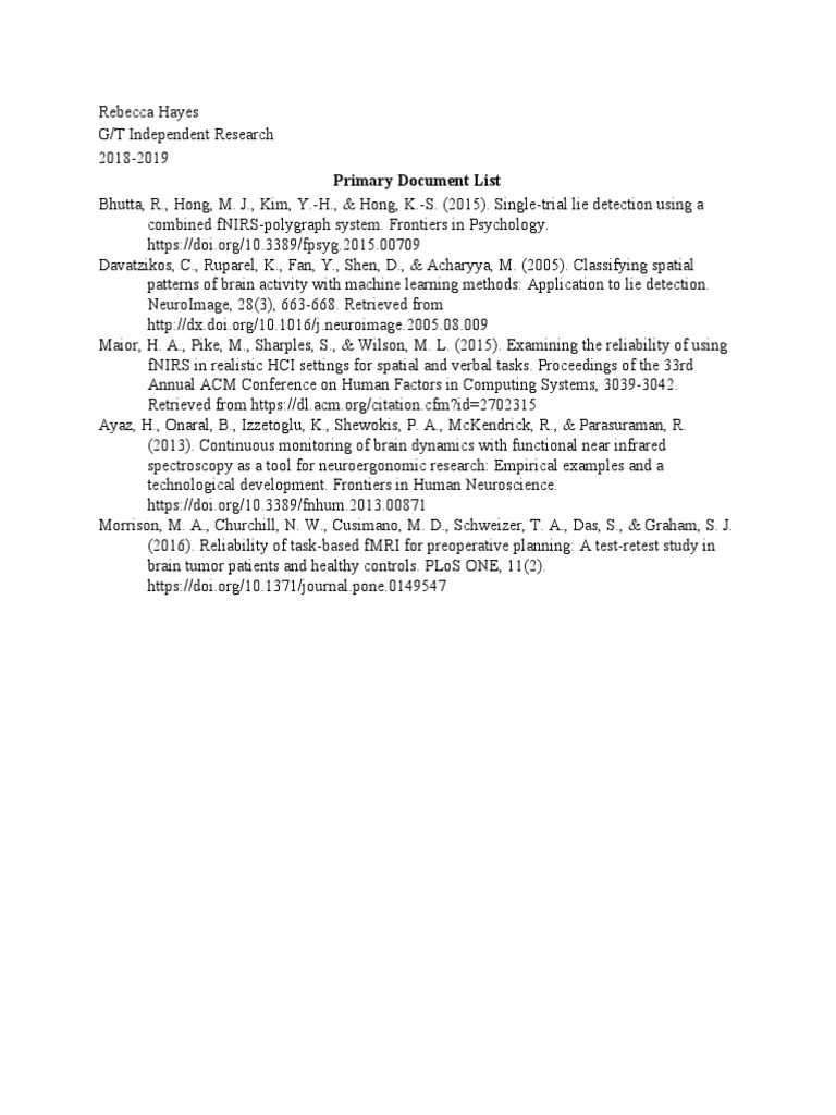 Primary Document Analysis | PDF | Neuroimaging | Experiment